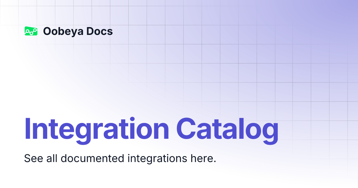Integration Catalog | Oobeya Docs