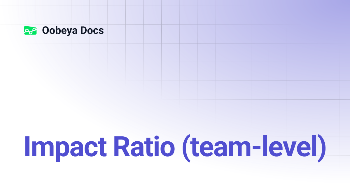Impact Ratio (team-level) | Oobeya Docs