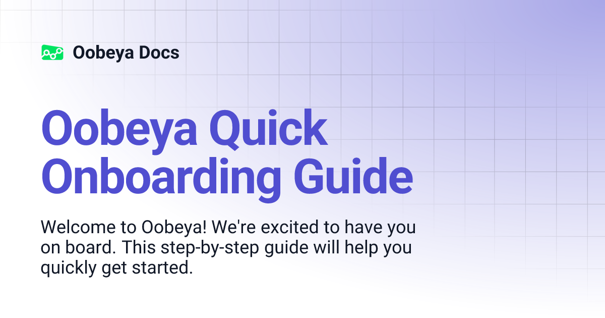 Oobeya Quick Onboarding Guide | Oobeya Docs