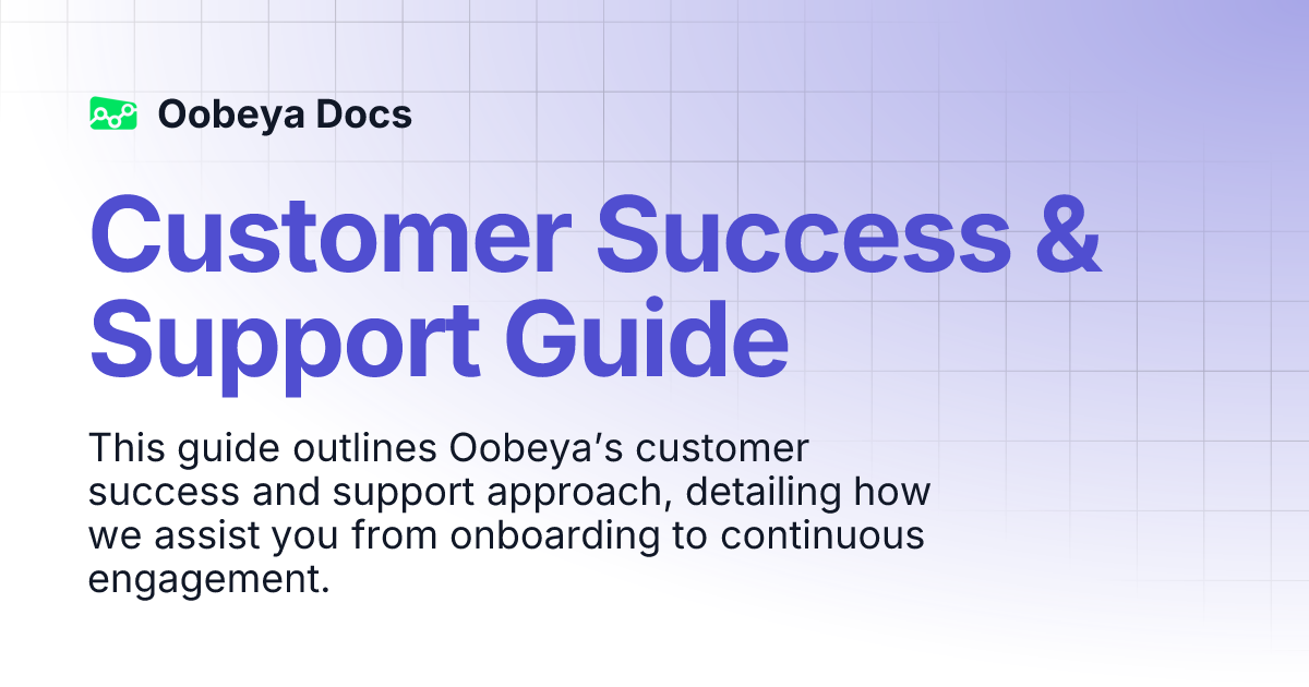 Customer Success & Support Guide | Oobeya Docs